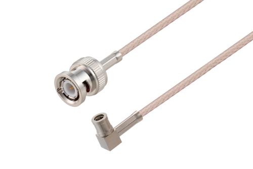 SMB Plug Right Angle to BNC Male Cable 6 Inch Length Using RG316-DS Coax, LF Solder
