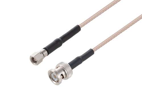 SMC Plug to BNC Male Cable Using RG316-DS Coax with HeatShrink, LF Solder