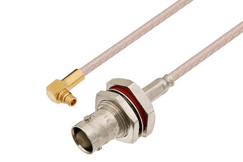 50 Ohm MMCX Plug Right Angle to 75 Ohm BNC Female Bulkhead Cable Using 75 Ohm RG179 Coax