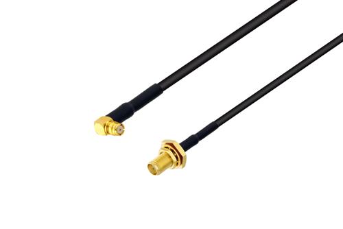 Push-On SMP Female Right Angle to SMA Female Bulkhead Low Loss Cable ...