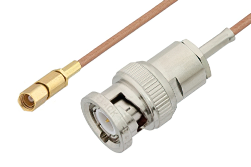 BNC Male to SSMC Plug Cable 12 Inch Length Using RG178 Coax