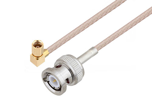 BNC Male to SSMC Plug Right Angle Cable 36 Inch Length Using RG316-DS Coax , LF Solder