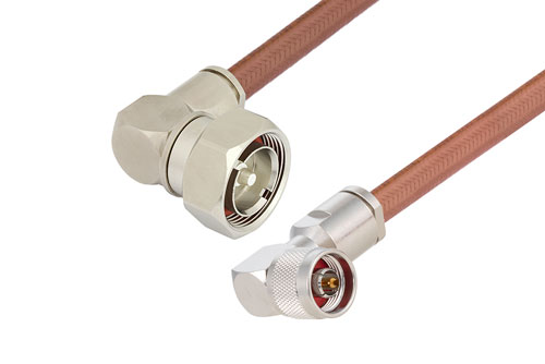 7/16 DIN Male Right Angle to N Male Right Angle Cable Using RG393 Coax