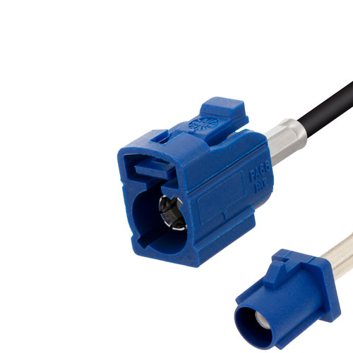 Blue FAKRA Plug to FAKRA Jack Cable 48 Inch Length Using RG174 Coax