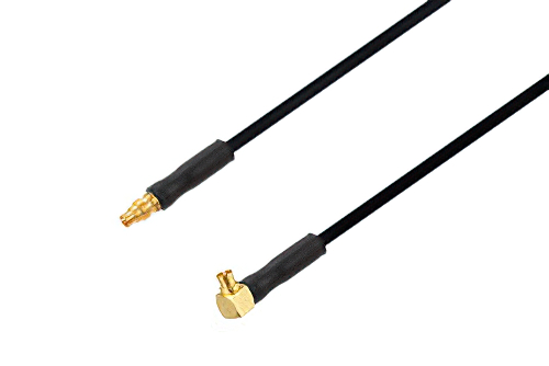 Mini SMP Female to Mini SMP Female Right Angle Cable 50 cm Length Using PE-SR405FLJ Coax
