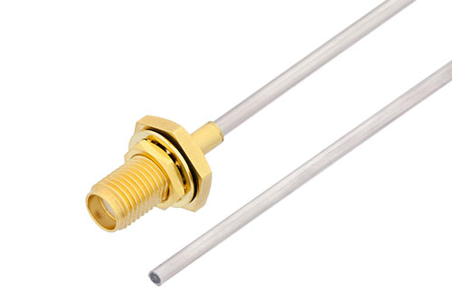 SMA Female Bulkhead to Straight Cut Lead Cable Using PE-SR405AL Coax