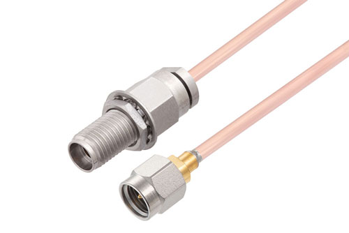 2.92mm Male to 2.92mm Female Bulkhead Cable 36 Inch Length Using RG405 Coax