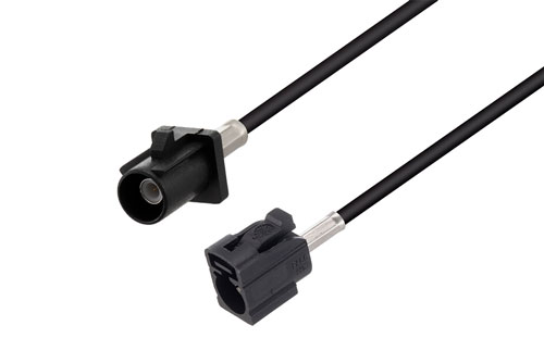 Black FAKRA Plug to FAKRA Jack Low Loss Cable Using PE-C100 Coax