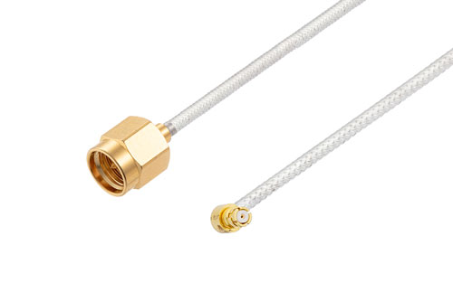 SMA Male to SMP Female Right Angle Cable Using PE-SR405FL Coax