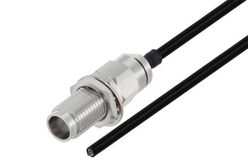 2.4mm Female Bulkhead to Straight Cut Lead Cable Using PE-SR405FLJ Coax
