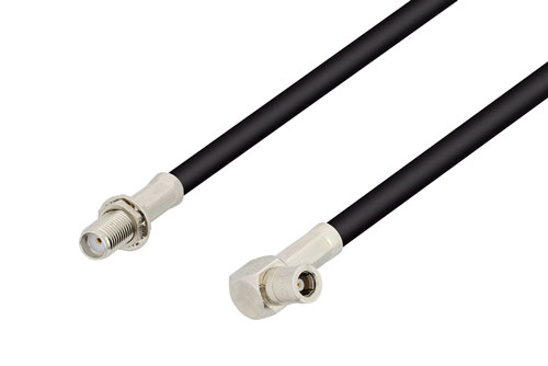 SMA Female Bulkhead to SMB Plug Right Angle Cable Using RG58 Coax