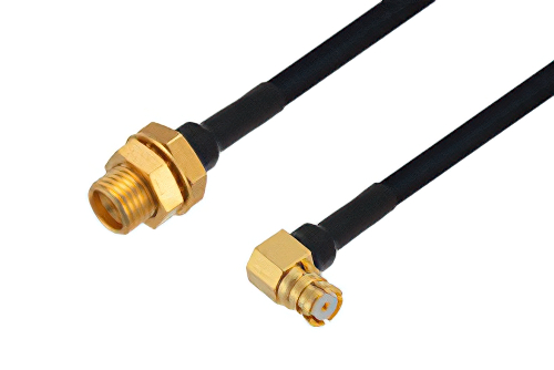 Limited Detent SMP Male Bulkhead to SMP Female Right Angle Cable Using ...