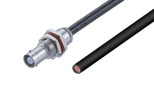 MHV Female Bulkhead to Straight Cut Lead Cable Using 75 Ohm RG59 Coax