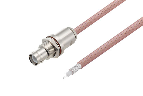 SHV Jack Bulkhead to Trimmed Lead Cable 36 Inch Length Using RG142 Coax