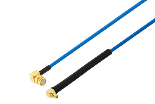 MMCX Plug Right Angle to SMP Female Right Angle Cable 24 Inch Length Using PE-P047 Coax