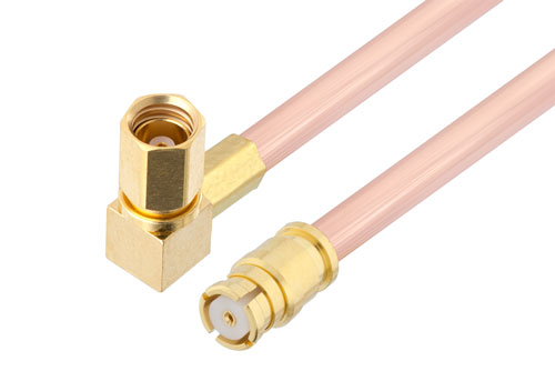 SMP Female to SSMC Plug Right Angle Cable Using RG405 Coax