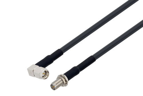 SMA Male Right Angle to Reverse Polarity SMA Jack Bulkhead Low Loss Cable Using LMR-195 Coax ...