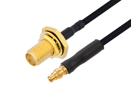 Mini SMP Female to SMA Female Bulkhead Cable Using PE-SR405FLJ Coax