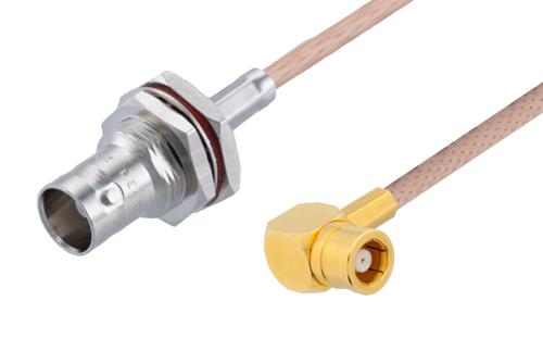 75 Ohm BNC Female Bulkhead to 75 Ohm SMB Plug Right Angle Cable Using ...