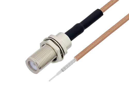MCX Jack Bulkhead to Trimmed Lead Cable 24 Inch Length Using RG178 Coax with HeatShrink