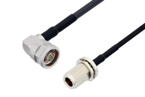 N Male Right Angle to N Female Bulkhead Low Loss Cable Using LMR-240-DB ...