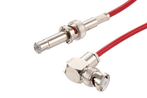 10KV Male to MHV Male Right Angle Cable Using RG303HV Coax