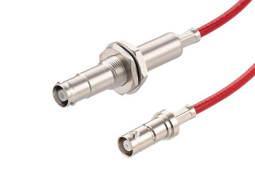 10KV Female Bulkhead to MHV Female Cable 24 Inch Length Using RG303HV Coax