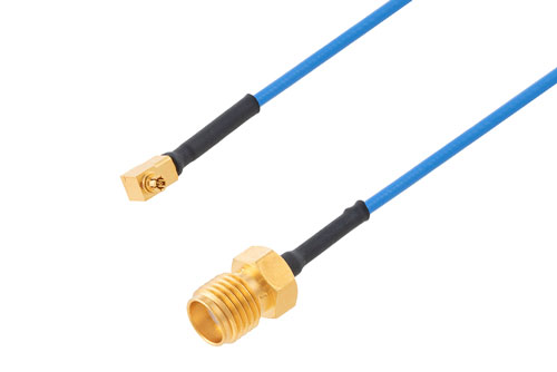 SMPS Female Right Angle to SMA Female Cable Using PE-P047HF Coax