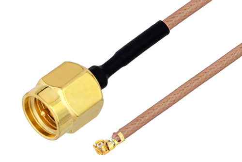 SMA Male to UMCX 2.5 Plug Cable 12 Inch Length Using RG178 Coax, RoHS