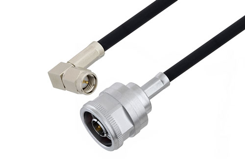 SMA Male Right Angle to N Male Cable Using RG223 Coax
