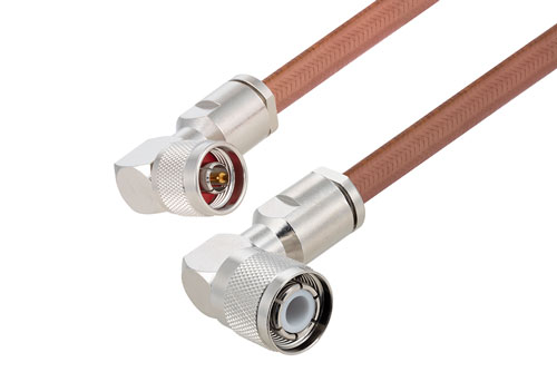 N Male Right Angle to HN Male Right Angle Cable Using RG393 Coax