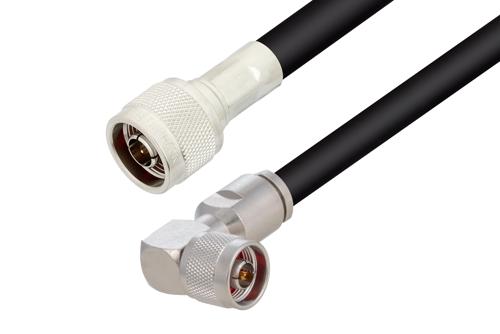 N Male to N Male Right Angle Cable Using RG214 Coax