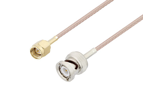 Gold Plated SMA Male to BNC Male Cable Using RG316 Coax