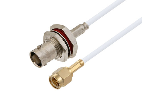 SMA Male to BNC Female Bulkhead Cable 48 Inch Length Using RG188 Coax