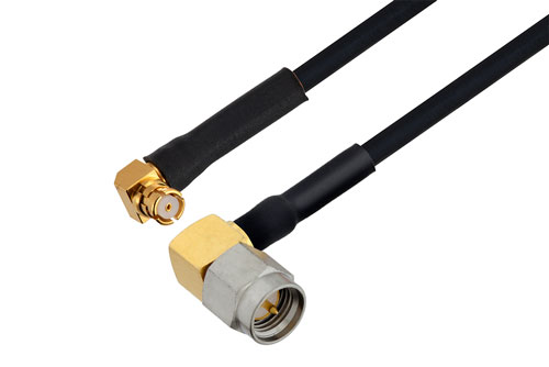 SMA Male Right Angle to SMP Female Right Angle Cable Using PE-SR405FLJ Coax