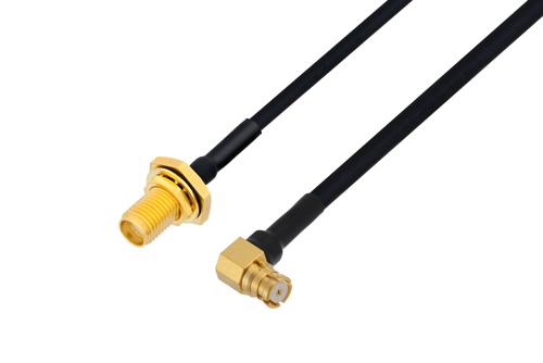SMA Female Bulkhead to SMP Female Right Angle Cable 6 Inch Length Using PE-SR405FLJ Coax with ...