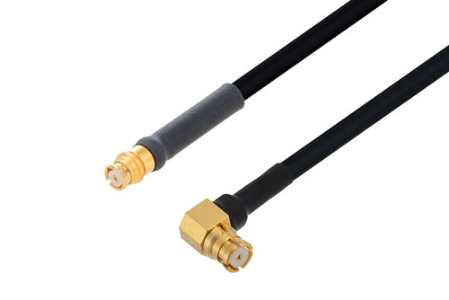 Push-On SMP Female to SMP Female Right Angle Cable Using PE-SR405FLJ Coax