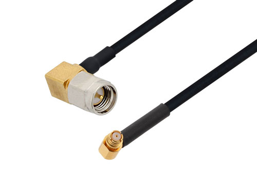 SMA Male Right Angle to SMP Female Right Angle Cable Using PE-SR405FLJ Coax