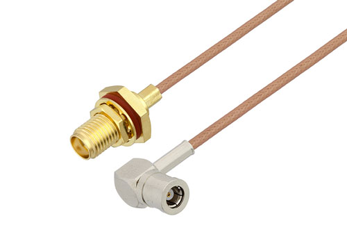 SMB Plug Right Angle to SMA Female Bulkhead Cable Using RG178 Coax , LF ...