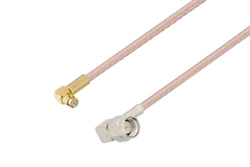 SMA Male Right Angle to Push-On SMP Female Right Angle Cable Using RG316 Coax with 270 Deg. Clock
