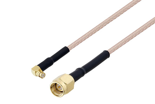 Push-On SMP Female Right Angle to SMA Male Cable 48 Inch Length Using ...