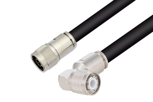 HN Male Right Angle to N Male Cable 12 Inch Length Using RG217 Coax