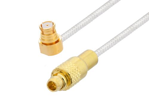 SMP Female Right Angle to MMCX Plug Cable 24 Inch Length Using PE-SR047FL Coax