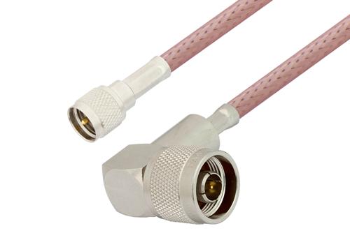 Mini UHF Male to N Male Right Angle Cable 24 Inch Length Using RG142 Coax