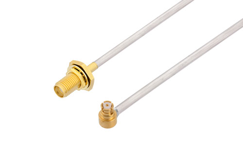 SMA Female Bulkhead to SMP Female Right Angle Cable Using PE-SR405AL Coax