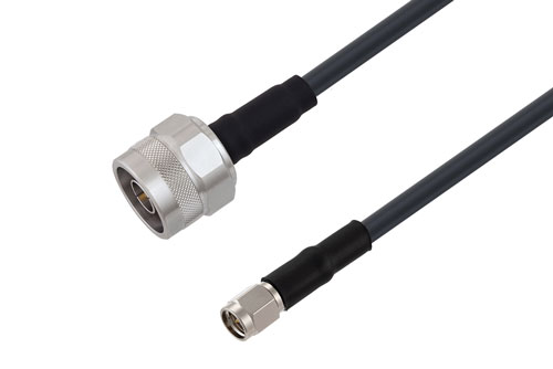 Fire Rated SMA Male to N Male Low Loss Cable Using LMR-195-FR Coax