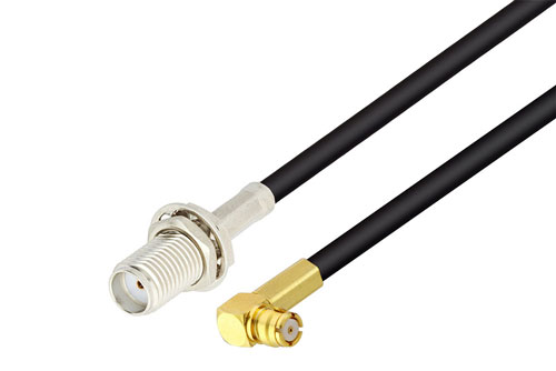 Push-On SMP Female Right Angle to SMA Female Bulkhead Low Loss Cable 24 ...
