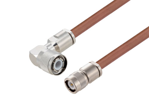 C Male to HN Male Right Angle Cable 12 Inch Length Using RG393 Coax