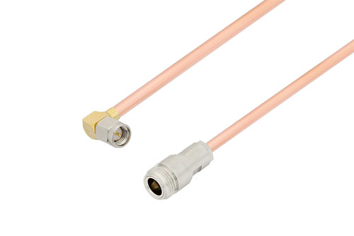 SMA Male Right Angle to N Female Cable Using RG402 Coax