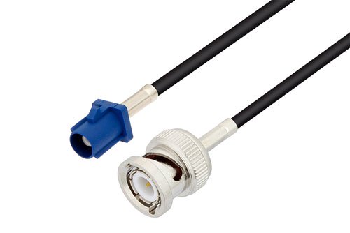 Blue FAKRA Plug to BNC Male Cable Using RG174 Coax